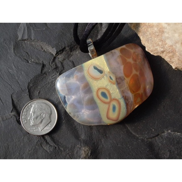 PLJ Glass Art | Jewelry | Lg Fused Glass Pendant Fused Glass Jewelry ...